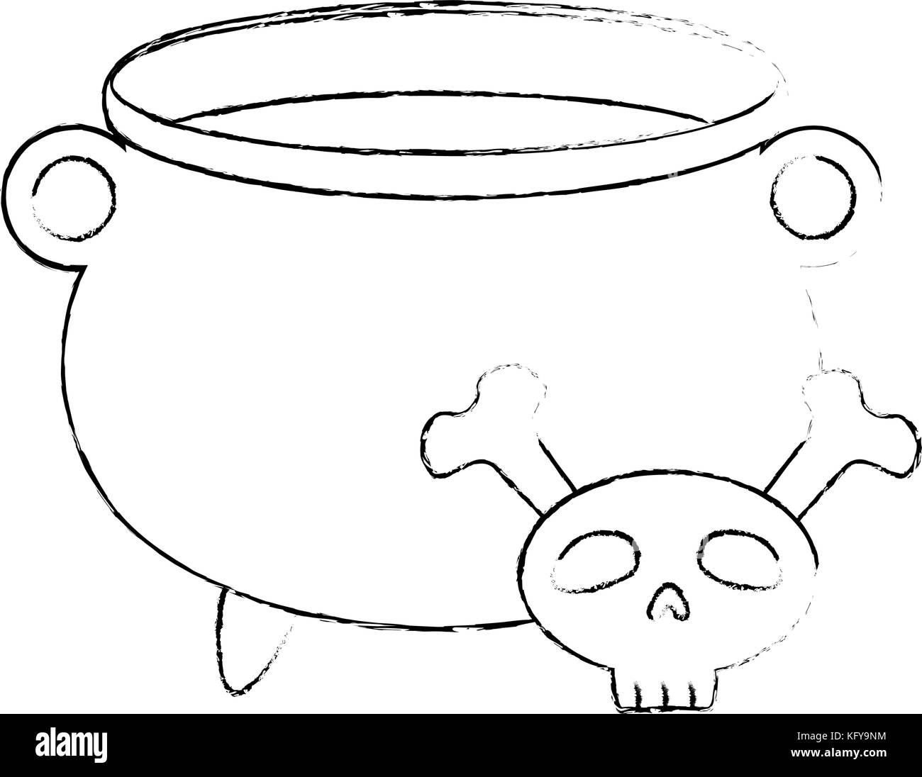 witch boiler with skull vector illustration design Stock Vector Image ...