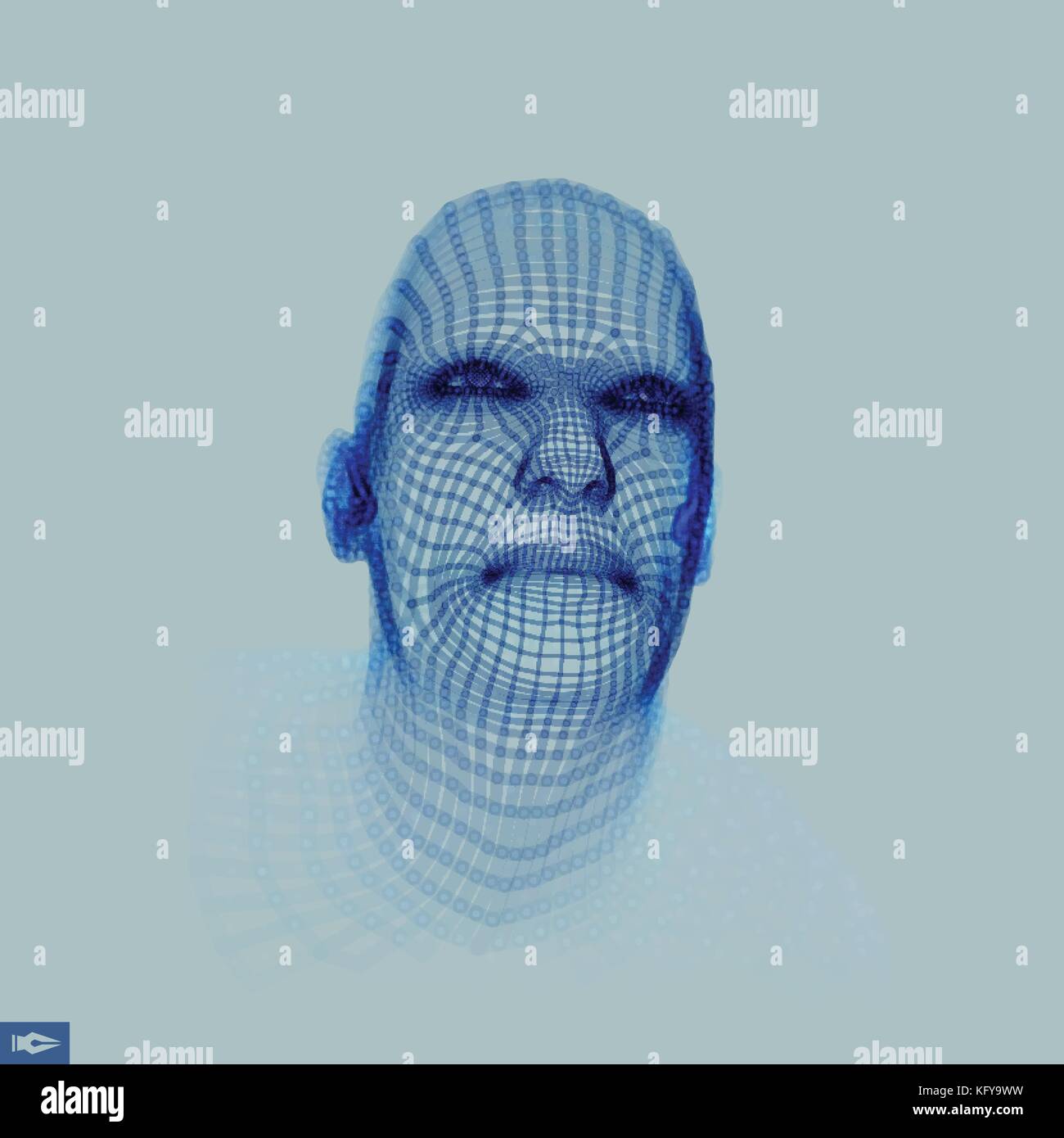 Face front view. Head of the Person. 3D Geometric Design. Vector ...