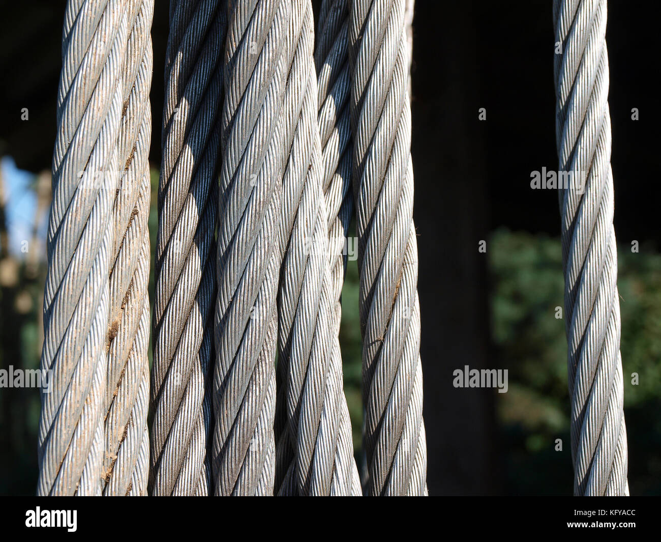 Cables from twisted metal wires close up Stock Photo - Alamy