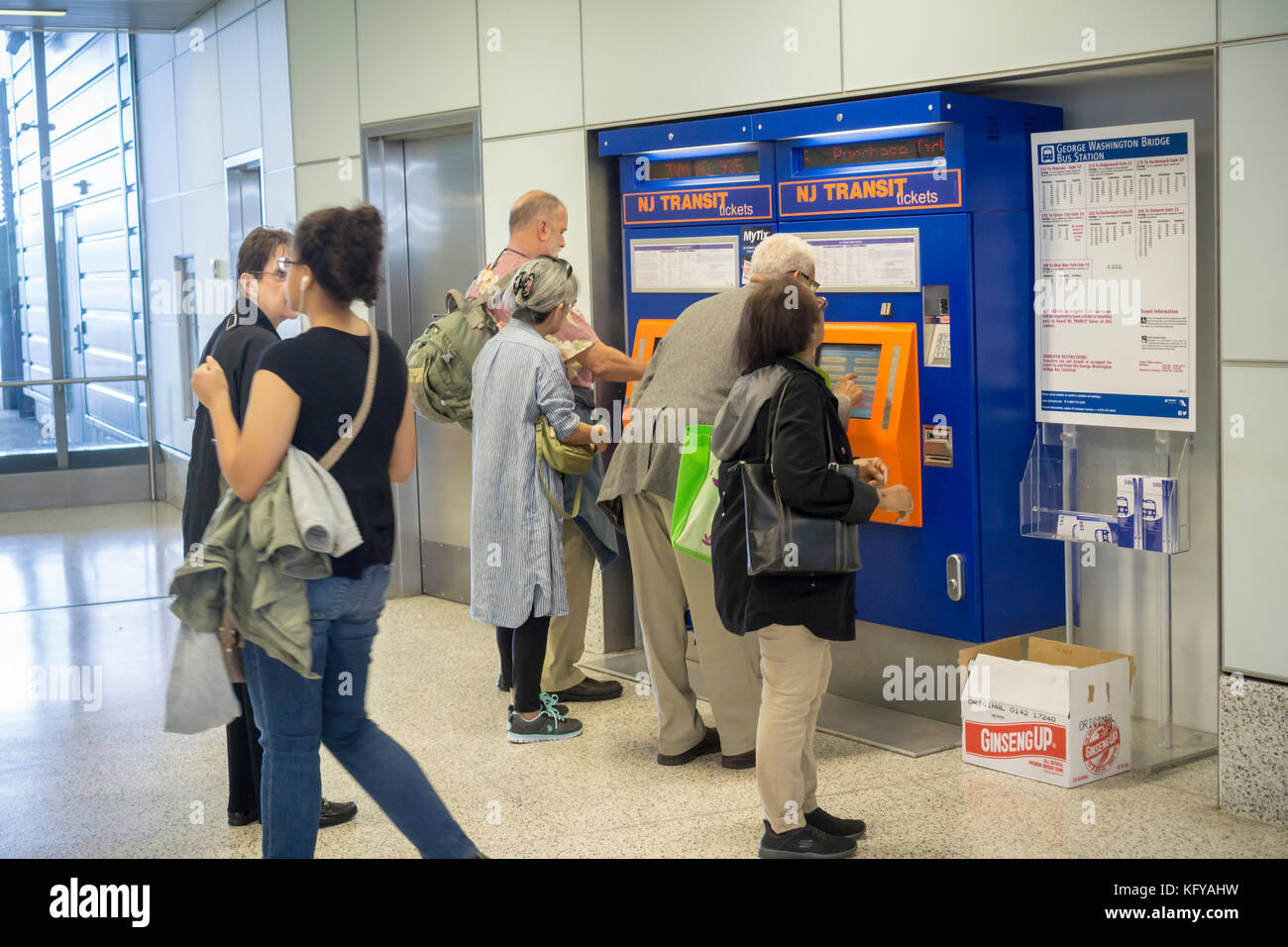 Passengers buy tickets for NJ Transit busses in the newly renovated ...