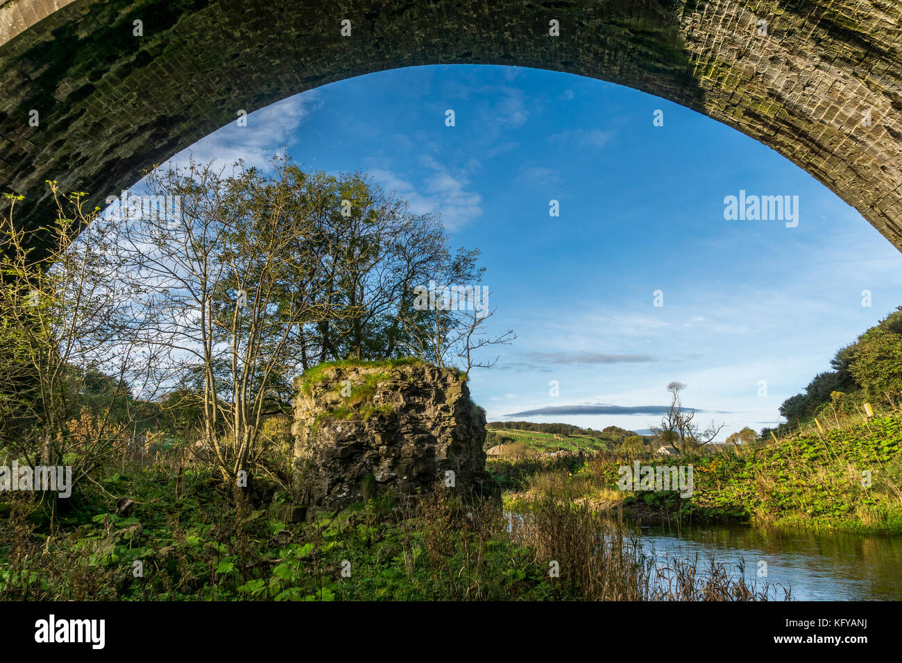 The old Inverbervie Bridge which was built in 1799 and the remains of ...