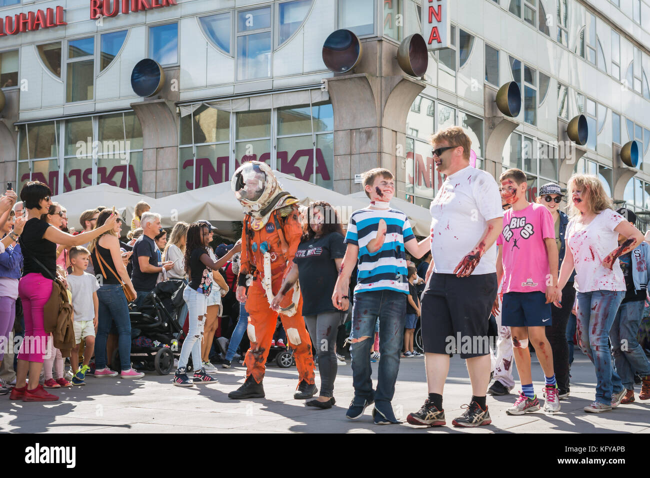 STOCKHOLM, SWEDEN – AUGUST 20, 2016: People dressed up as zombies ...