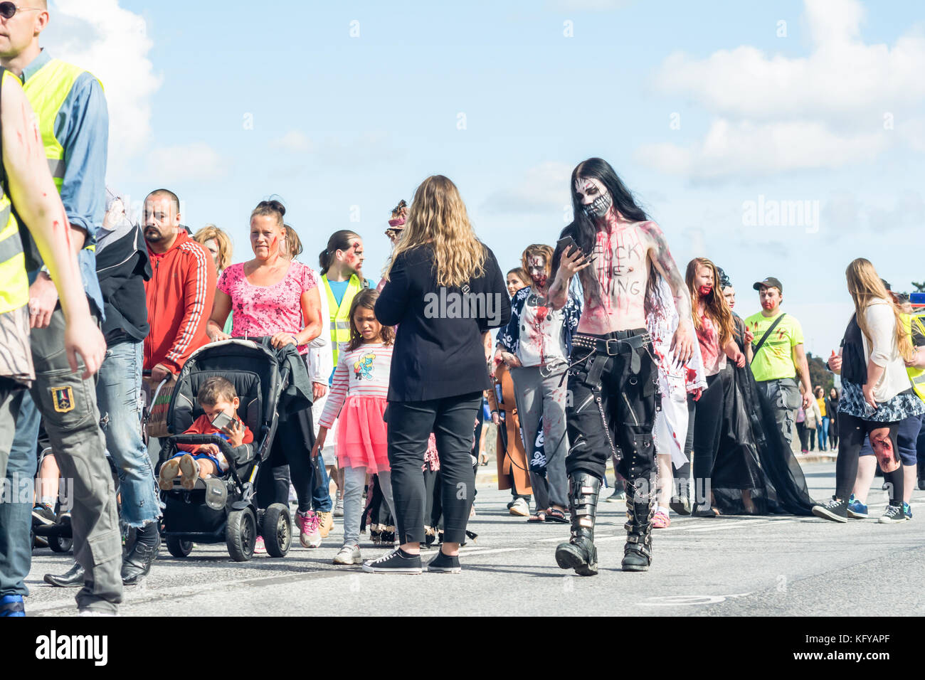 STOCKHOLM, SWEDEN – AUGUST 20, 2016: People dressed up as zombies ...