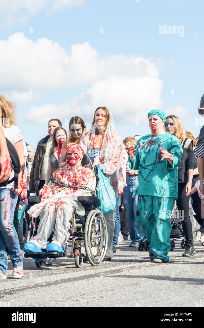 STOCKHOLM, SWEDEN – AUGUST 20, 2016: People dressed up as zombies ...