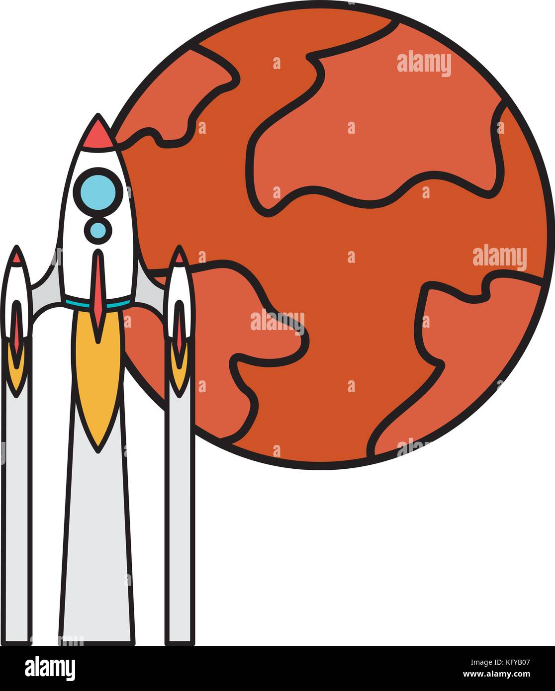 mars planet with rocket vector illustration design Stock Vector Image ...