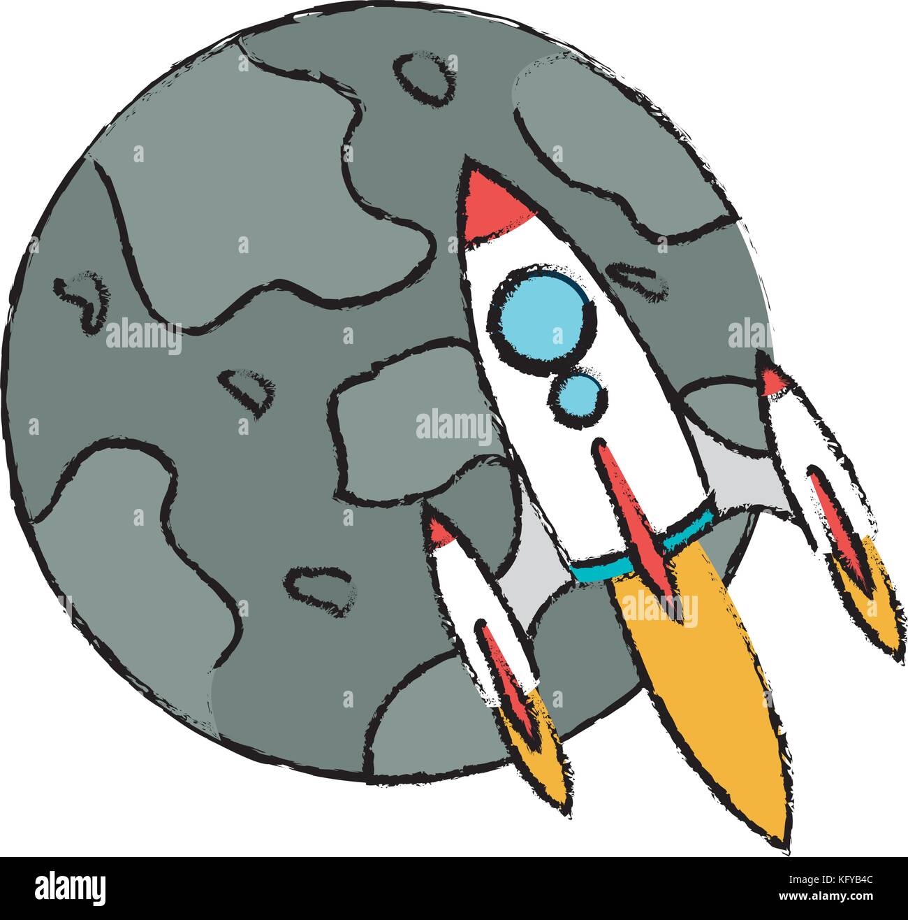 mercury planet with rocket vector illustration design Stock Vector ...
