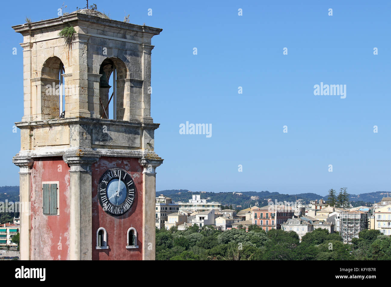 Old clock tower Corfu town Greece Stock Photo - Alamy