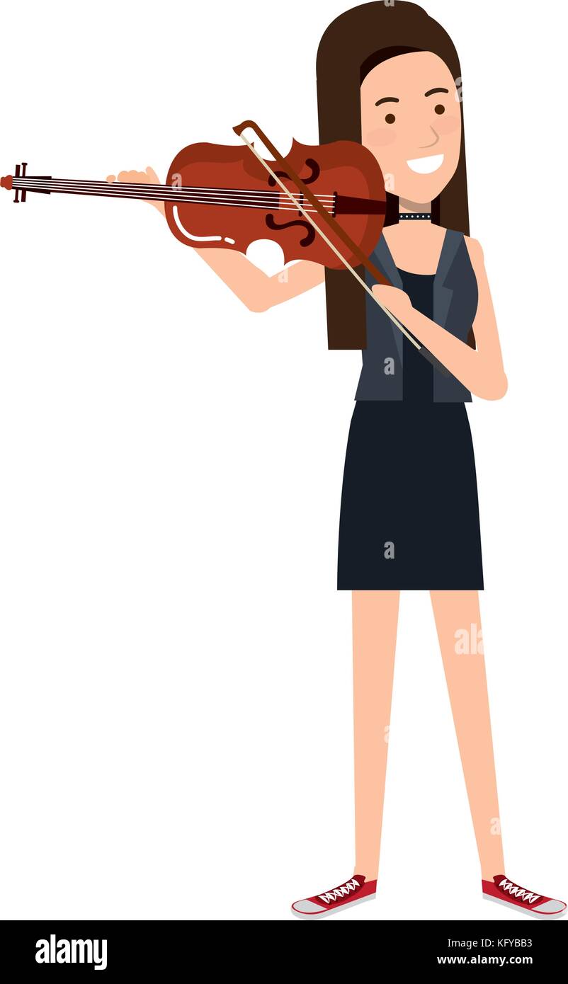 woman playing fiddle character vector illustration design Stock Vector ...