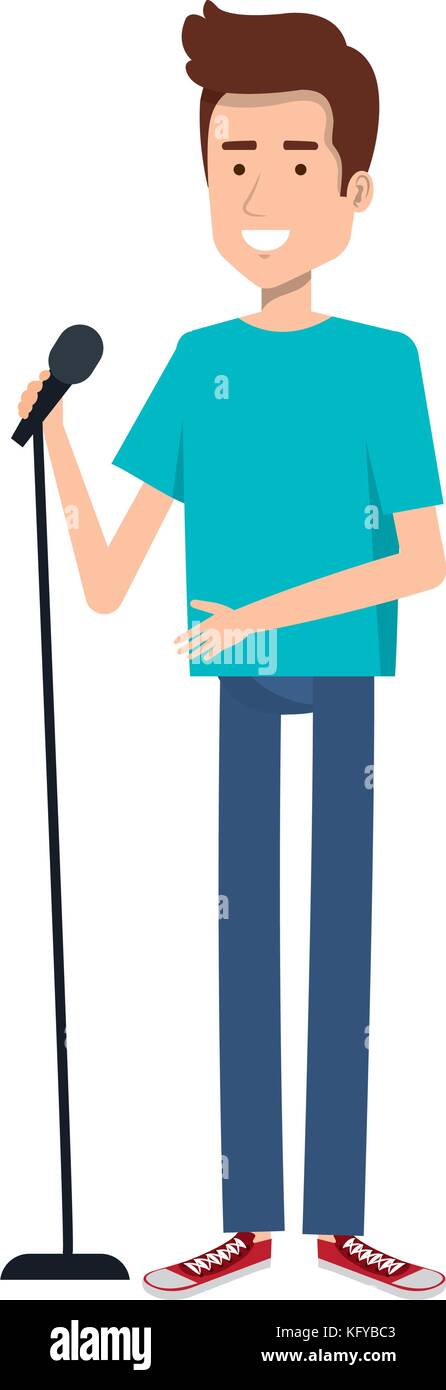 man singing with microphone vector illustration design Stock Vector ...