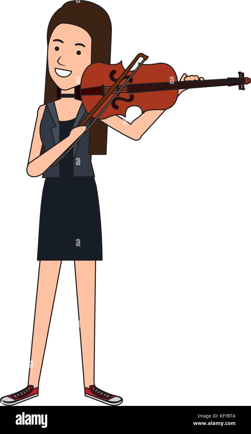 woman playing fiddle character vector illustration design Stock Vector ...