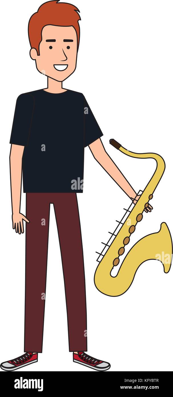 man playing saxophone character vector illustration design Stock Vector ...