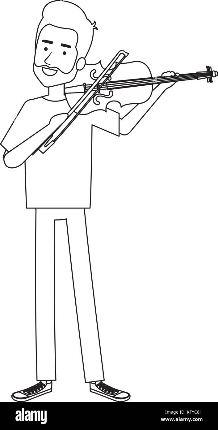 Young man playing fiddle Black and White Stock Photos & Images - Alamy