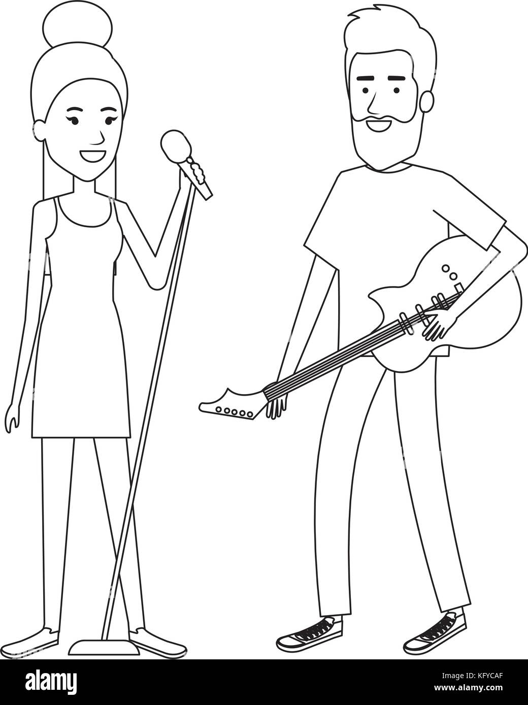 couple singing with microphone Stock Vector Image & Art - Alamy