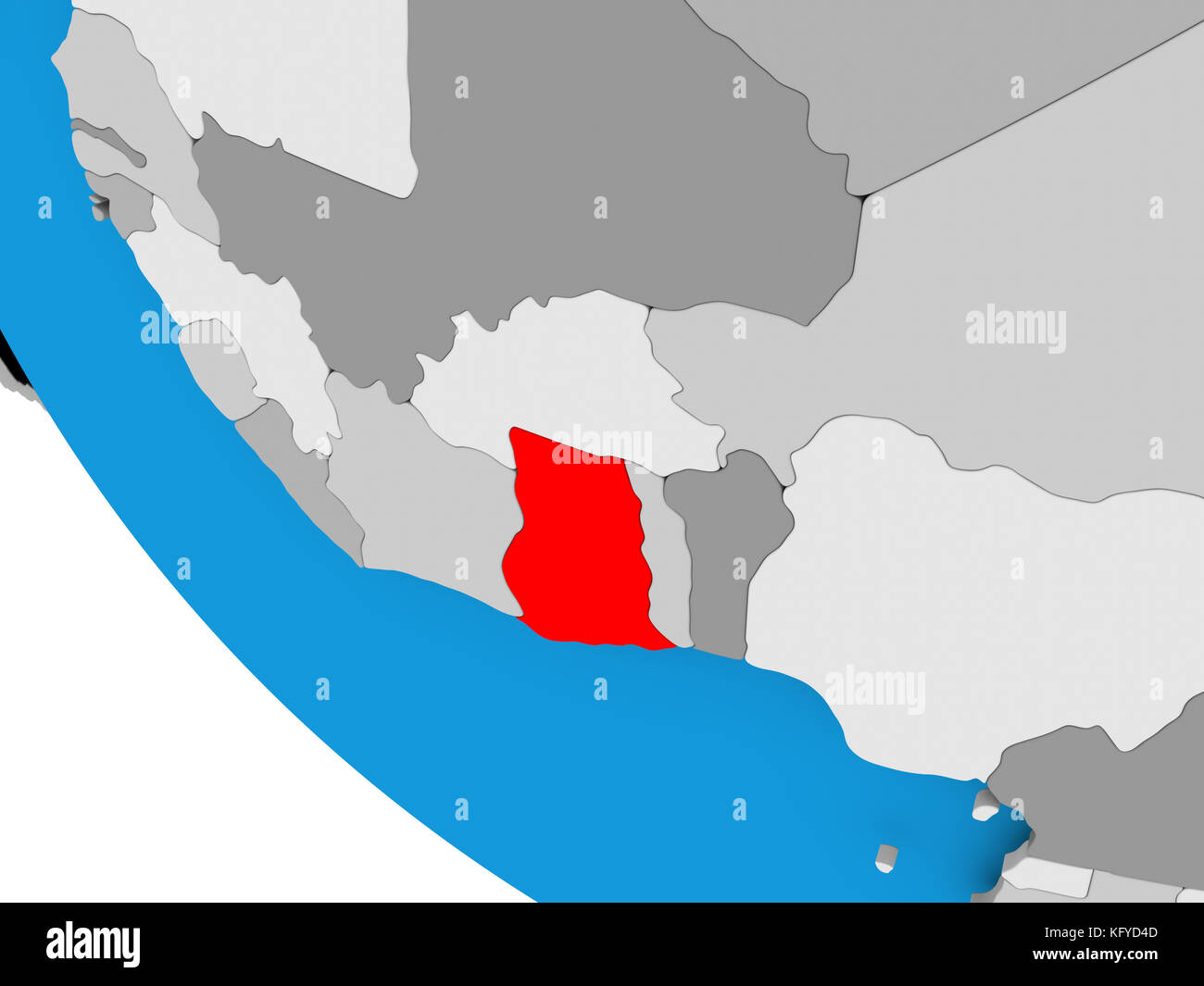 Map of Ghana in red on political globe. 3D illustration Stock Photo - Alamy