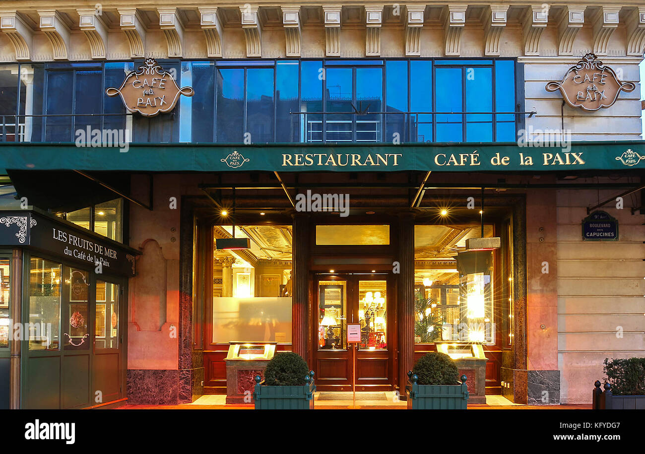 The famous cafe Capucines near Opera house, Paris, France Stock Photo ...