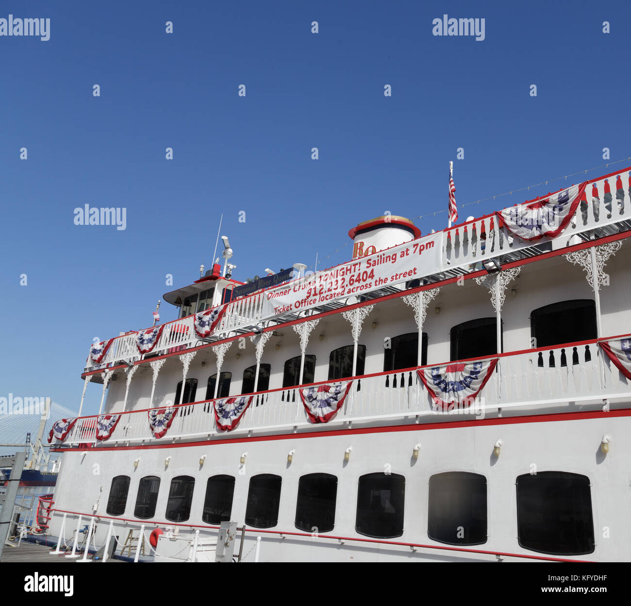 Bunting on the Savannah River Queen Steam Ship Stock Photo - Alamy