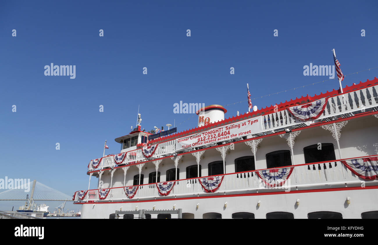 Bunting on the Savannah River Queen Steam Ship Stock Photo - Alamy