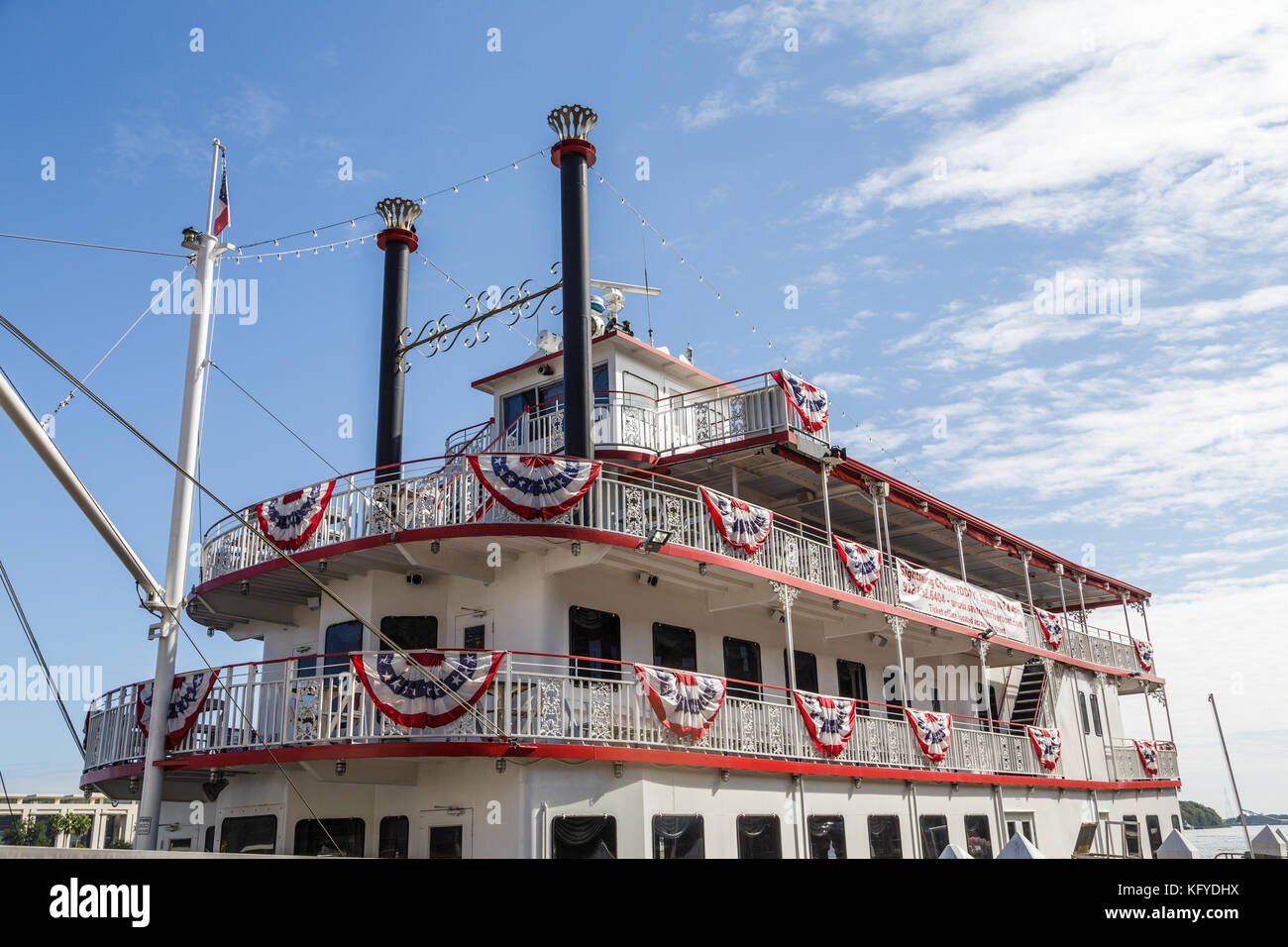 Bunting on the Savannah River Queen Steam Ship Stock Photo - Alamy