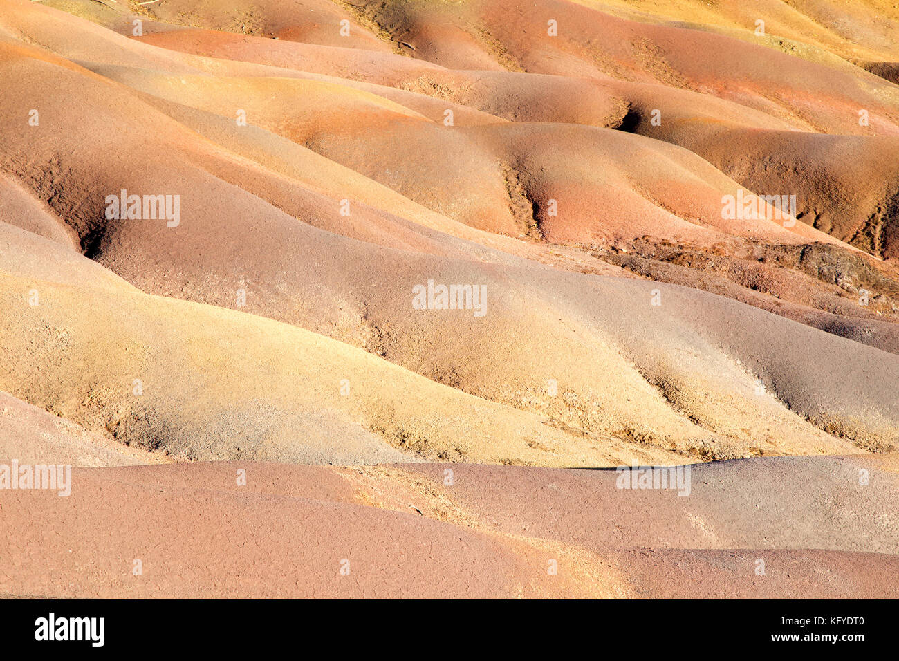 Close up of the Seven Coloured Earths, a geological formation and ...