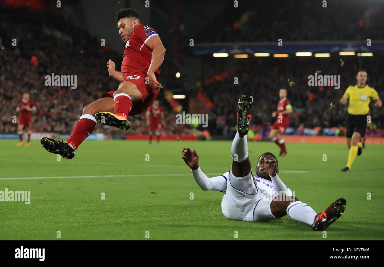 during the UEFA Champions League, Group E match at Anfield, Liverpool ...