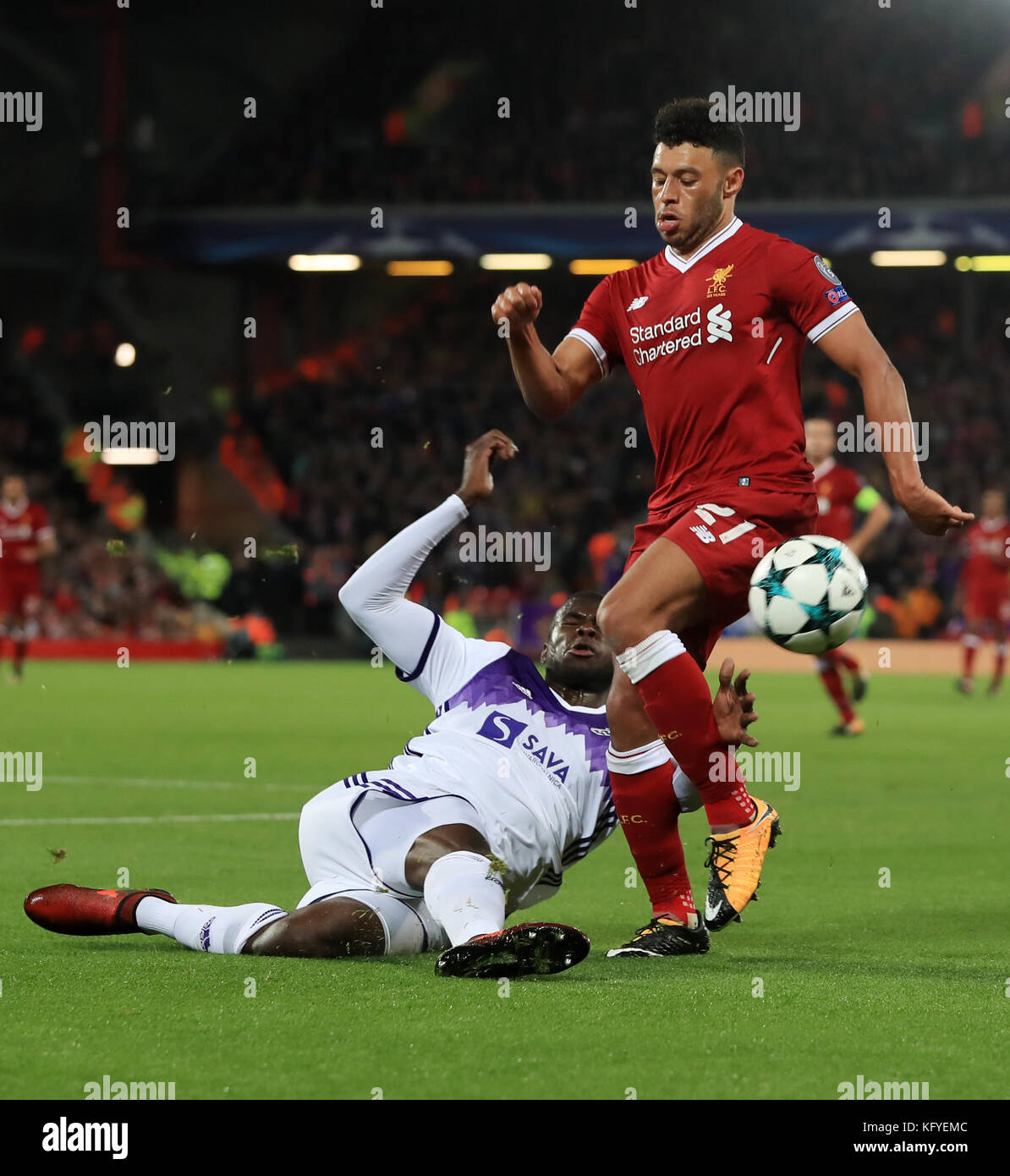 during the UEFA Champions League, Group E match at Anfield, Liverpool ...