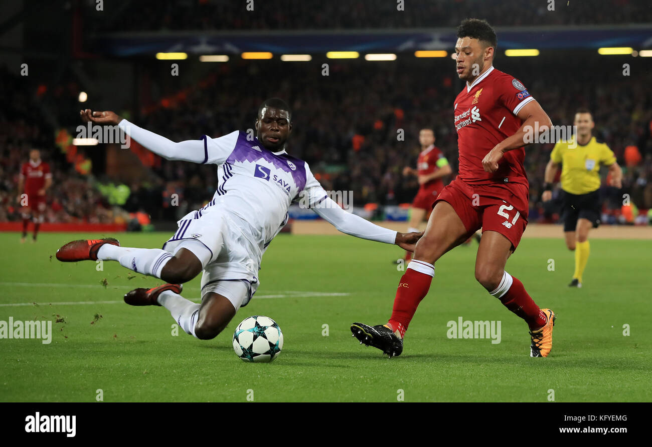 during the UEFA Champions League, Group E match at Anfield, Liverpool ...