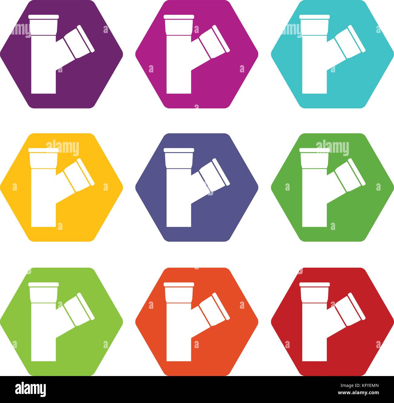 Plastic pipe connection icon set color hexahedron Stock Vector Image ...