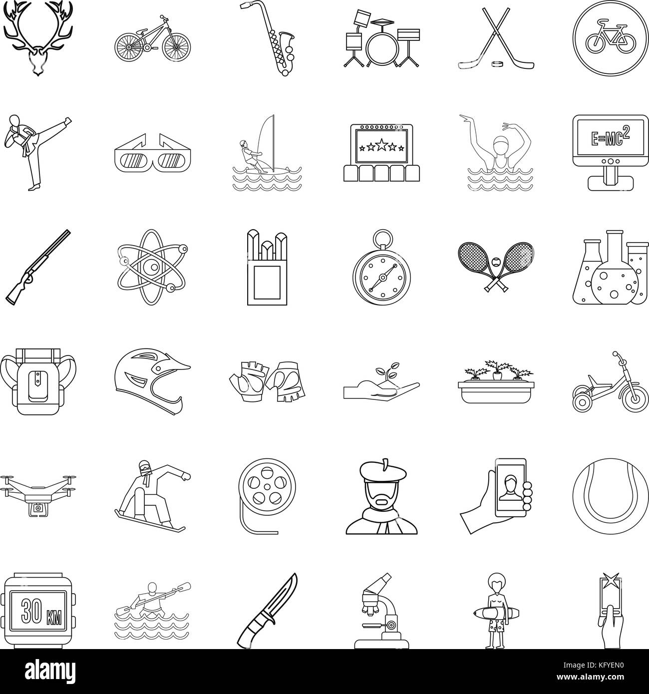 Musical instrument icons set, outline style Stock Vector Image & Art ...