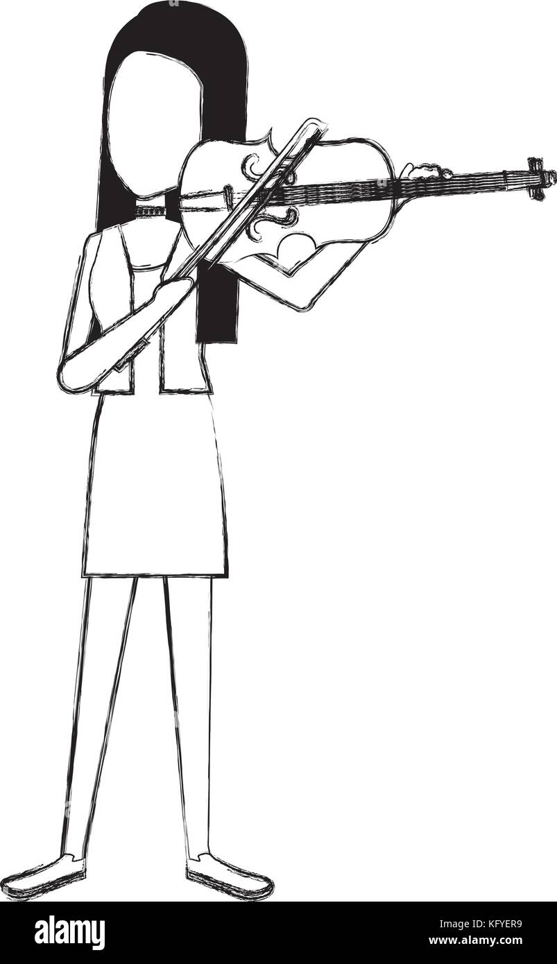 woman playing fiddle character vector illustration design Stock Vector ...