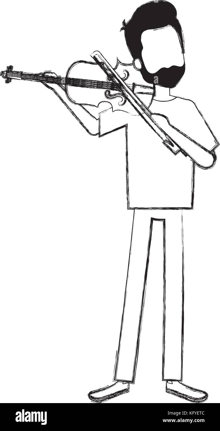 man playing fiddle character vector illustration design Stock Vector ...