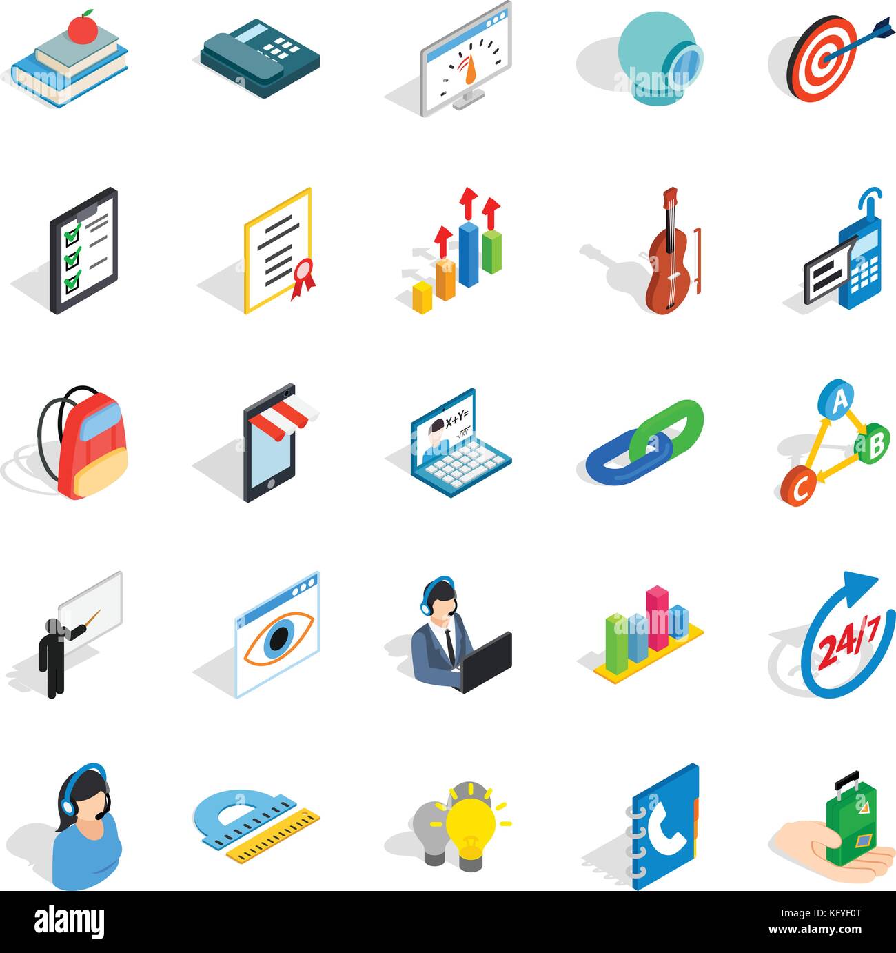 Training courses icons set, isometric style Stock Vector Image & Art ...