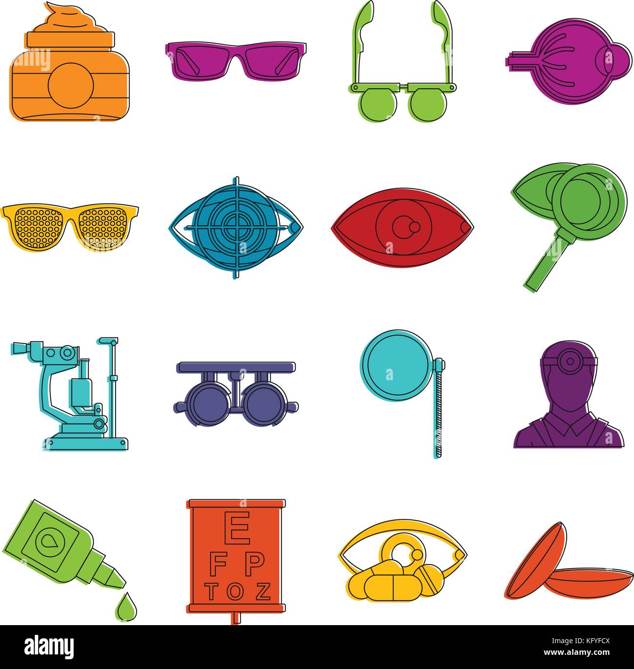Ophthalmologist tools icons doodle set Stock Vector Image & Art - Alamy
