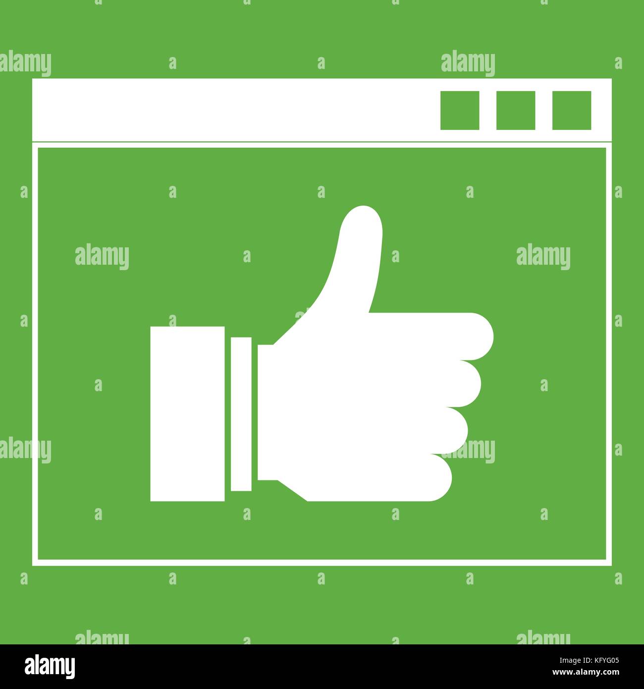 Hand with thumb up in browser icon green Stock Vector Image & Art - Alamy