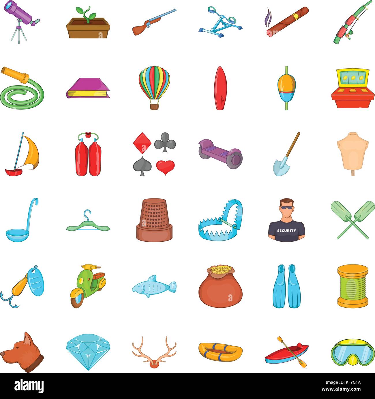 Floating icons set, cartoon style Stock Vector Image & Art - Alamy