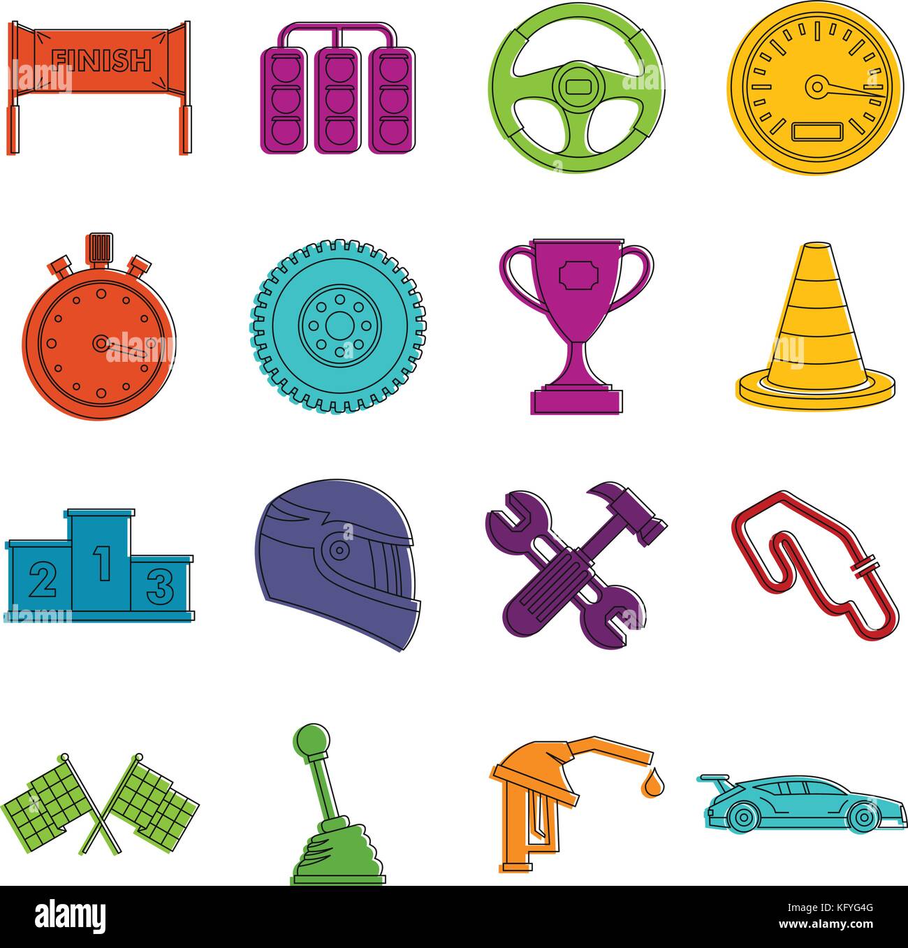 Racing speed icons doodle set Stock Vector Image & Art - Alamy