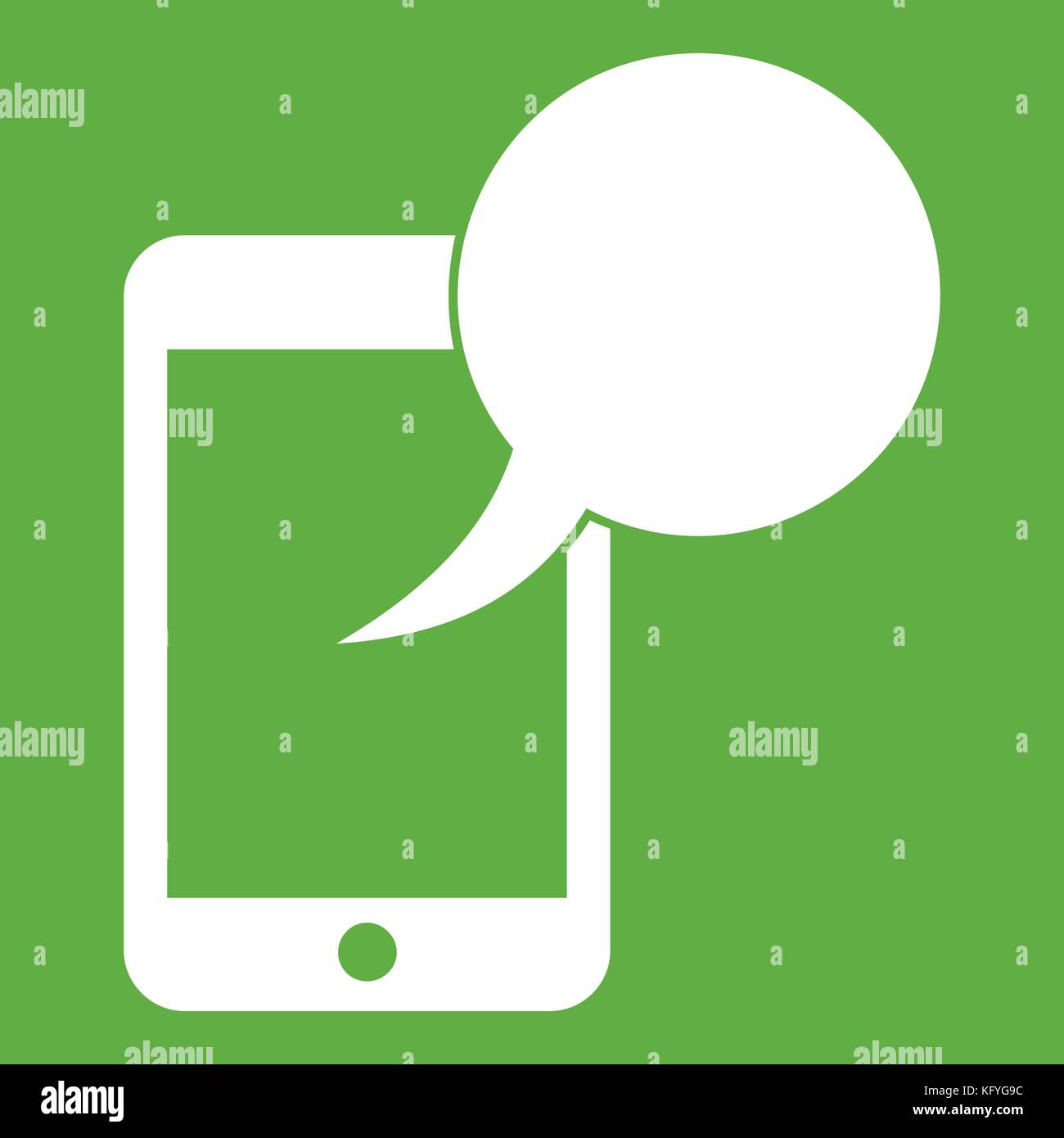 Speech bubble on phone icon green Stock Vector Image & Art - Alamy