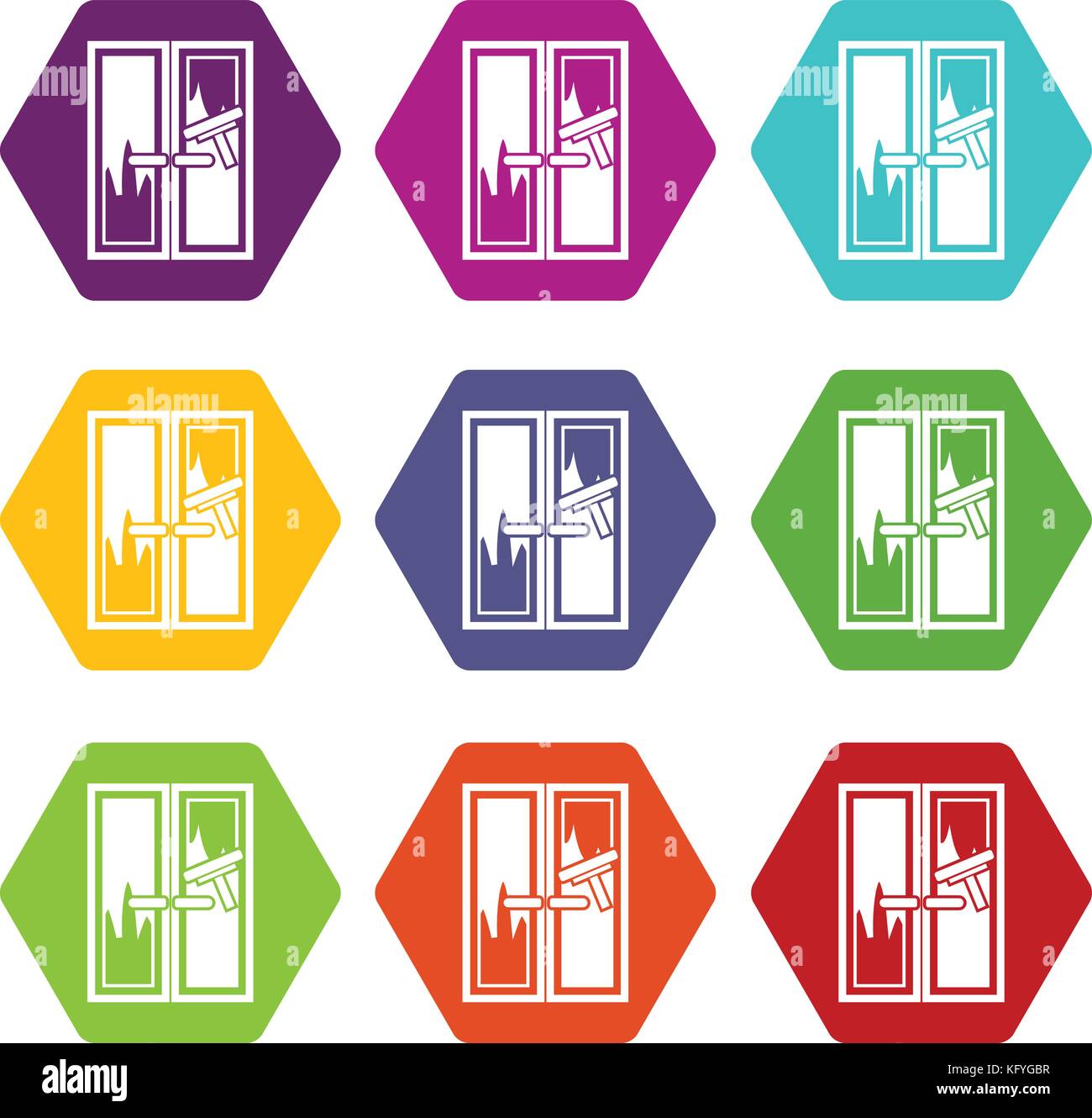 Window cleaning icon set color hexahedron Stock Vector Image & Art - Alamy