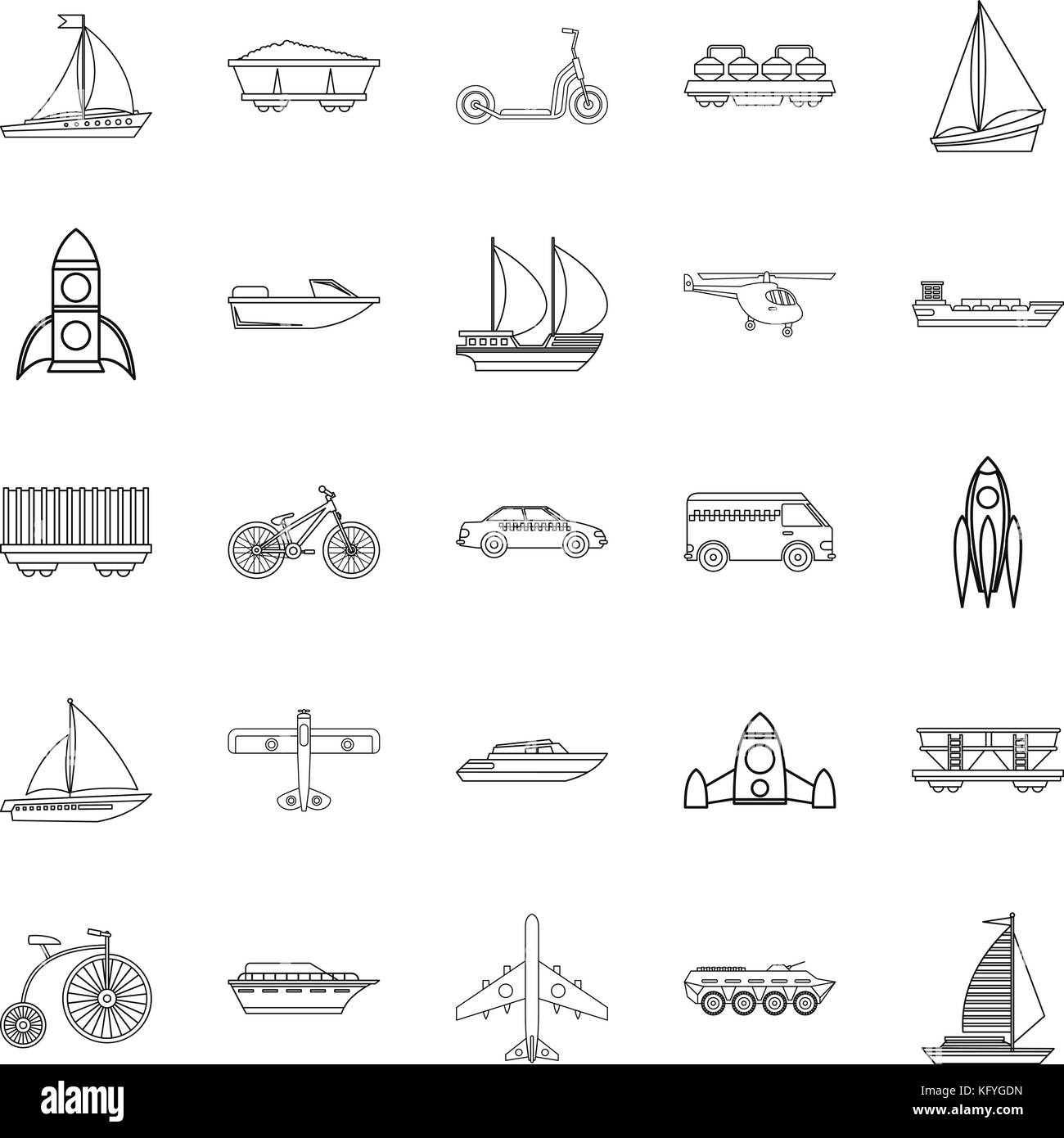 Deprecated transport icons set, outline style Stock Vector Image & Art ...