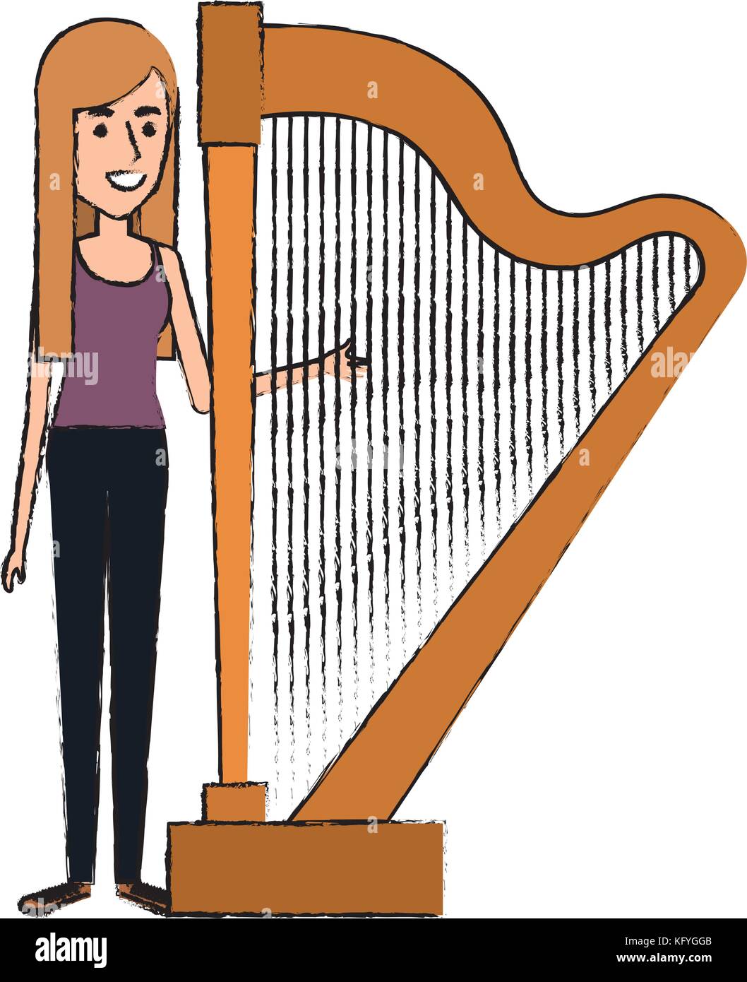 woman playing harp character vector illustration design Stock Vector ...