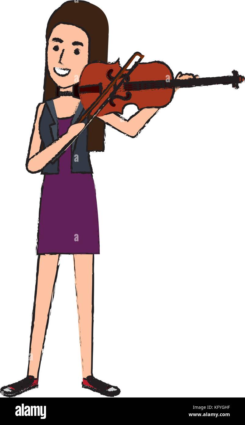 woman playing fiddle character vector illustration design Stock Vector ...