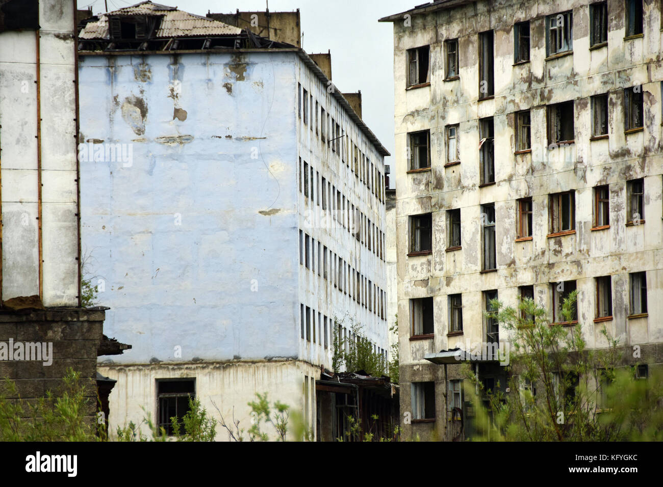 The ghost town of Kadykchan in the Kolyma region, north east Siberia ...