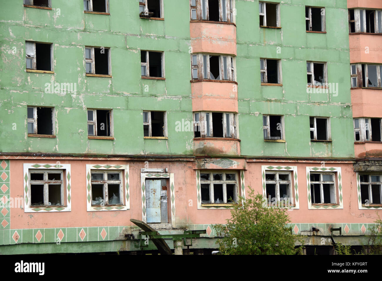 The ghost town of Kadykchan in the Kolyma region, north east Siberia ...