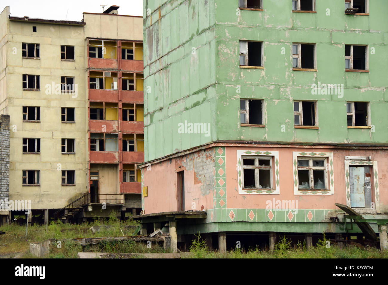 The ghost town of Kadykchan in the Kolyma region, north east Siberia ...