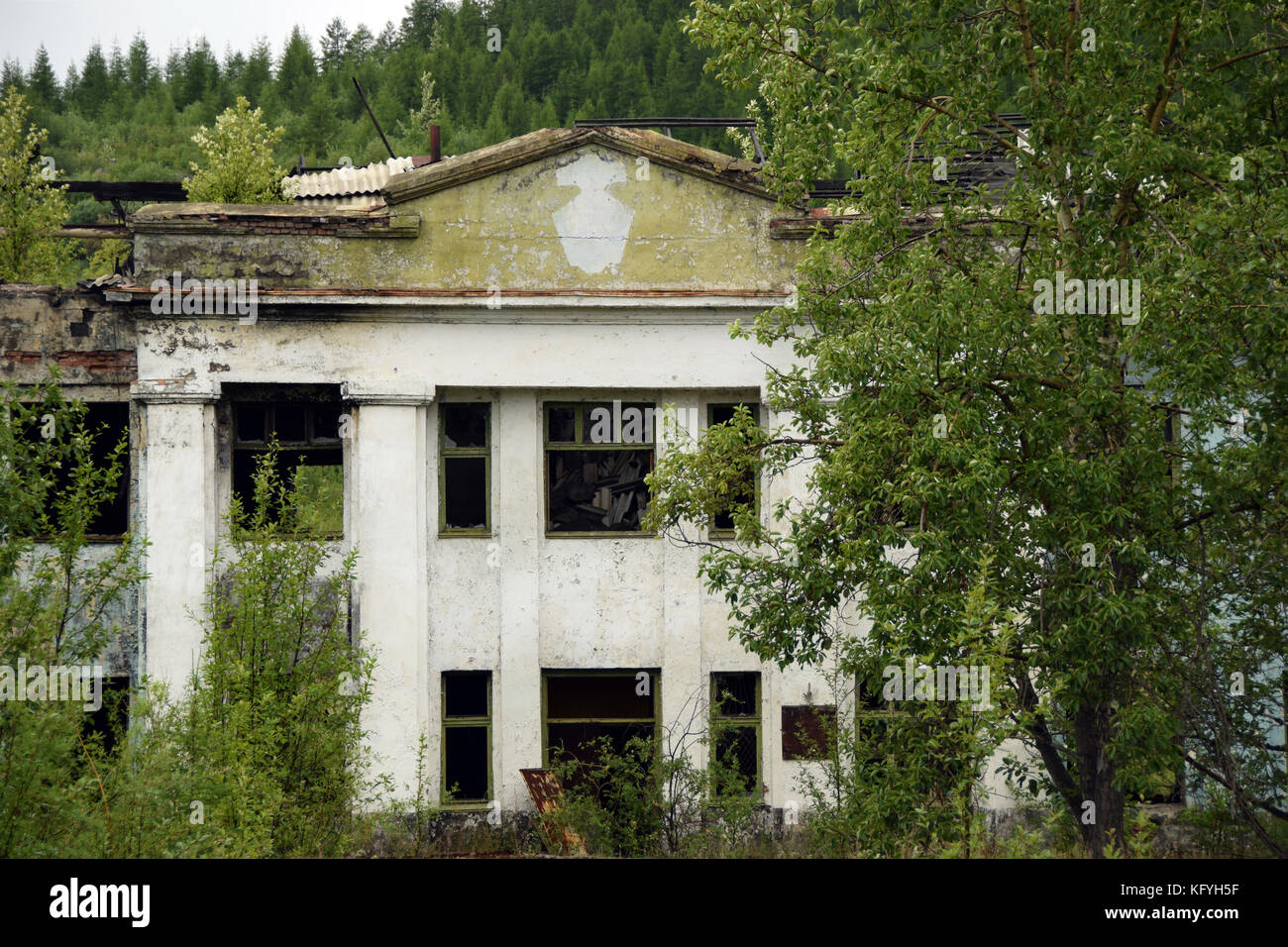 The ghost town of Kadykchan in the Kolyma region, north east Siberia ...