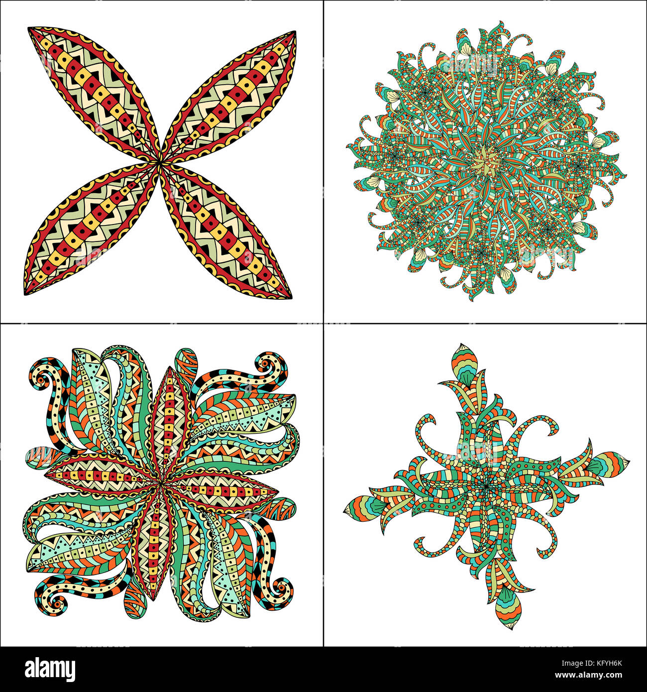 Set of Beautiful Deco Mandala, Patterned design. illustration Stock ...