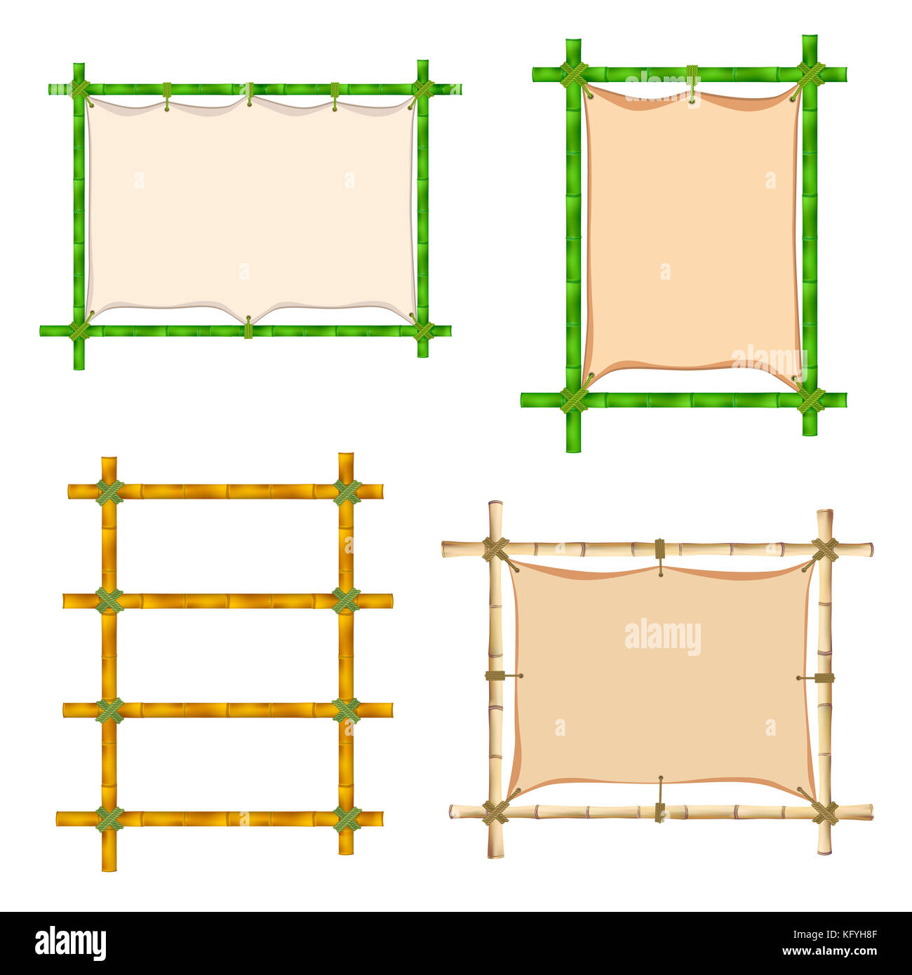 Set of Bamboo frame. Illustration isolated on white background Stock ...