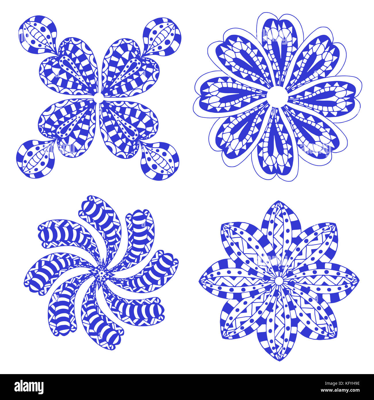 Set of Rosette ornament. Isolated on white. Illustration Stock Photo ...