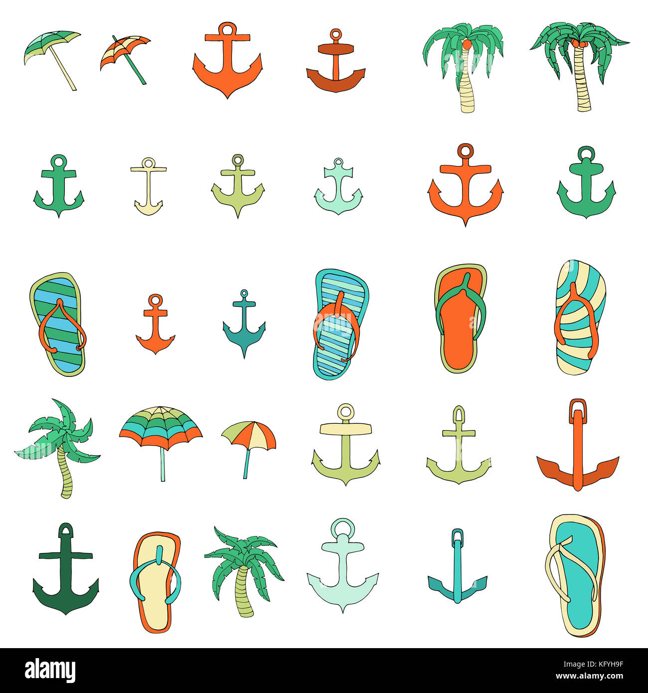 Set of objects associated with the summer holidays. illustration ...