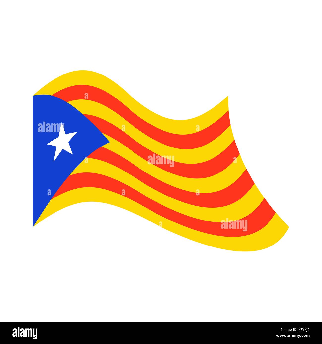 Catalonia flag isolated. Estelada Blava banner ribbon. Symbol of State ...