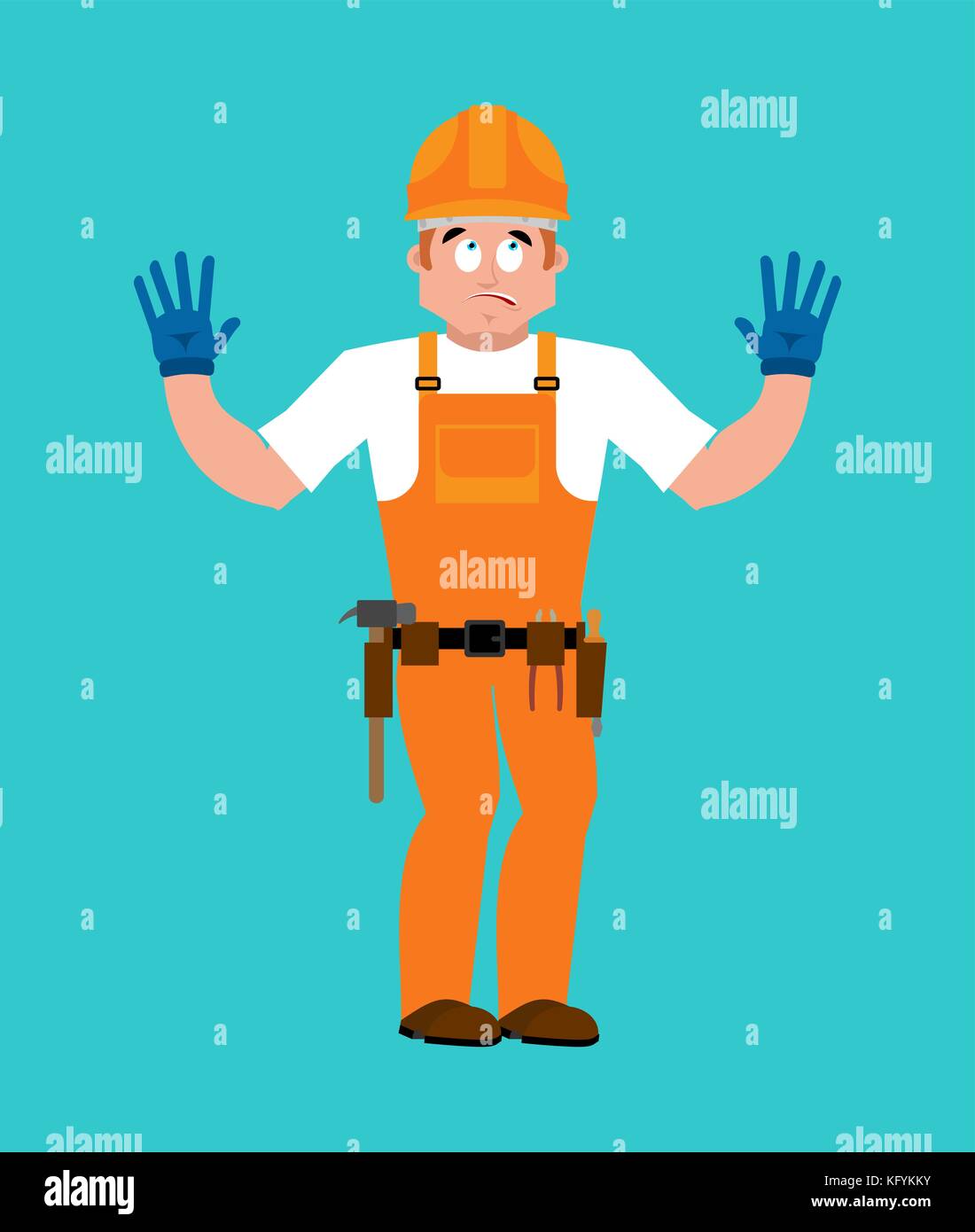 Builder oops guilty . Worker in protective helmet culpable. Service ...